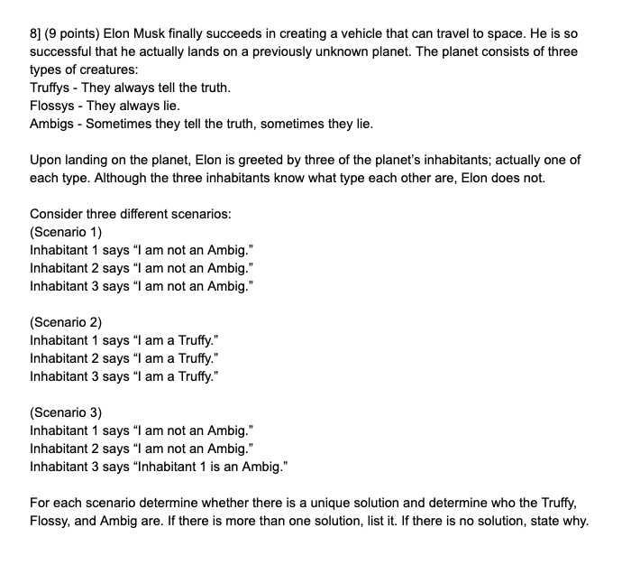 Solved 8] (9 points) Elon Musk finally succeeds in creating | Chegg.com