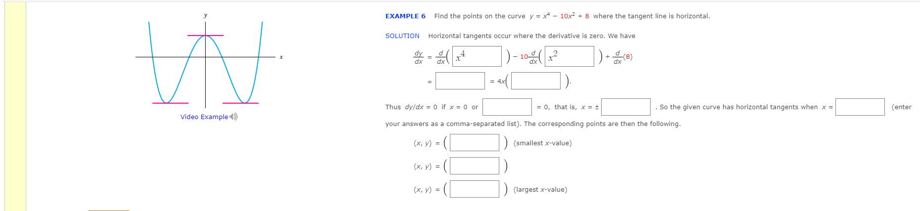 Solved EXAMPLE 6 Find the points on the curve y = x4 – 10x2 | Chegg.com