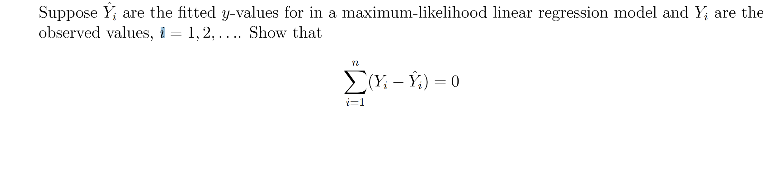 Solved Suppose Yį are the fitted y-values for in a | Chegg.com