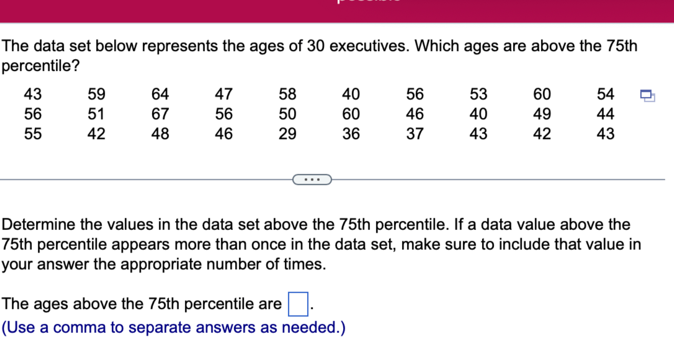 Solved The data set below represents the ages of 30 | Chegg.com