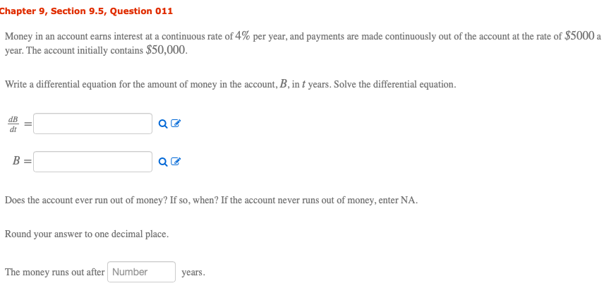 Solved Money in an account earns interest at a continuous | Chegg.com