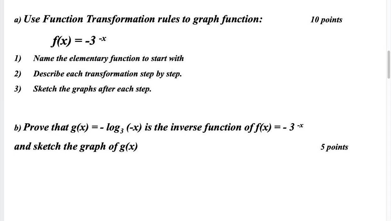 Solved a) Use Function Transformation rules to graph | Chegg.com