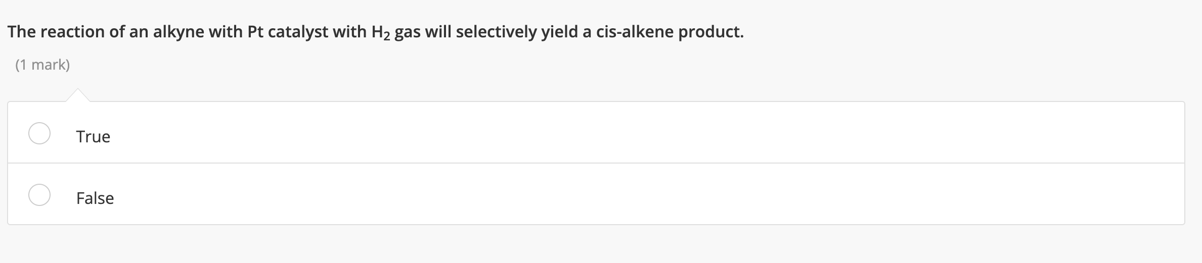Solved The reaction of an alkyne with Pt catalyst with H2 | Chegg.com