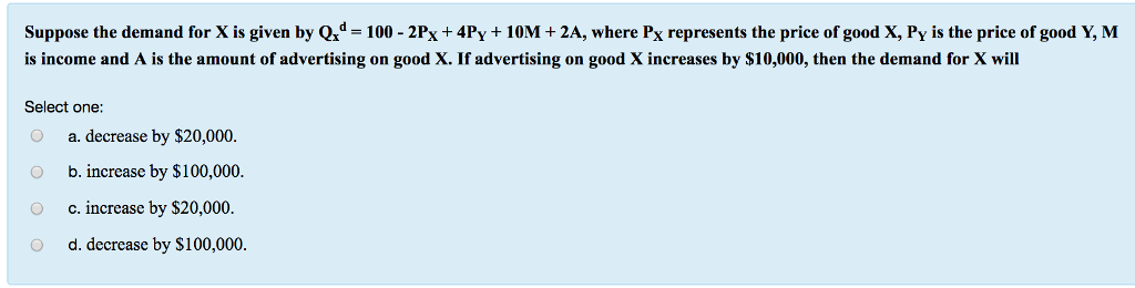 Solved Suppose the demand for X is given by Qxd 100 2Px + | Chegg.com