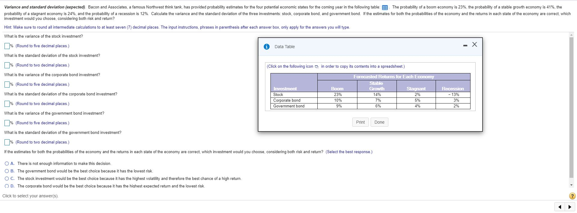 Solved Variance and standard deviation (expected). Bacon and | Chegg.com