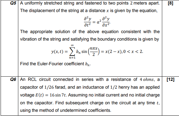 Solved Q5 A uniformly stretched string and fastened to two | Chegg.com