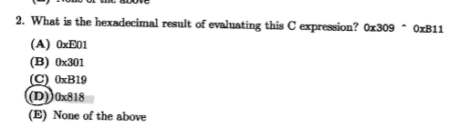 Solved 2. What is the hexadecimal result of evaluating this | Chegg.com