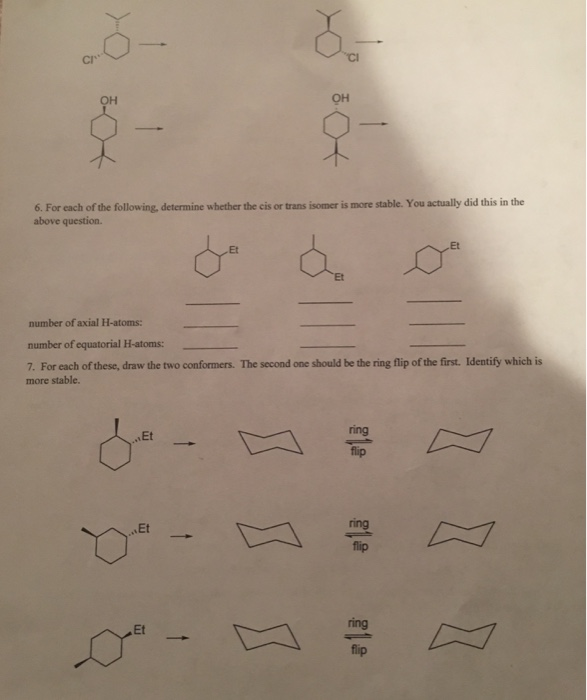 Solved 5. Draw the more stable chair conformation for each | Chegg.com
