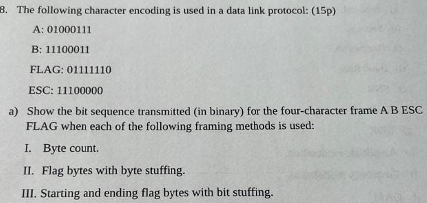 The following character encoding is used in a data | Chegg.com