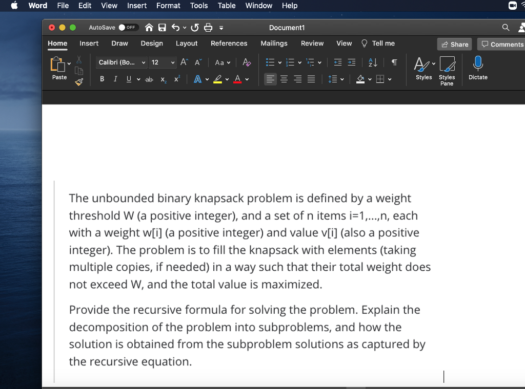 Solved Word File Edit View Insert Format Tools Table Window 1449