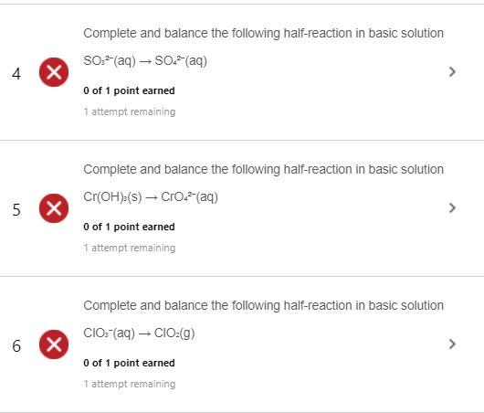 Solved Complete and balance the following half-reaction in | Chegg.com