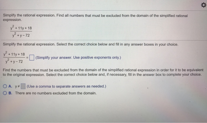 Solved Find all numbers that must be excluded from the | Chegg.com