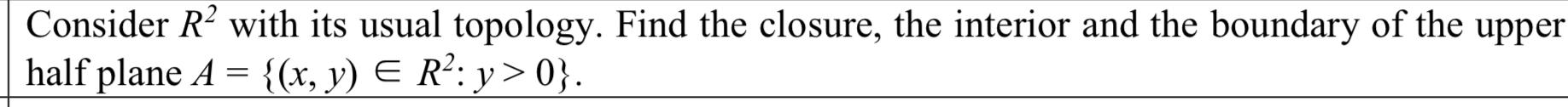 Solved Consider R² with its usual topology. Find the | Chegg.com