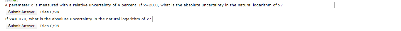 Solved A parameter x is measured with a relative uncertainty | Chegg.com