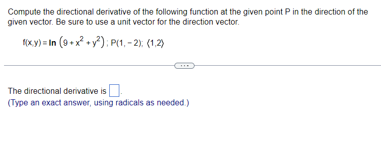 Solved Compute the directional derivative of the following | Chegg.com