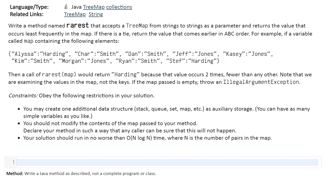 Solved Language/Type: 道 ﻿Java TreeMap collectionsRelated | Chegg.com