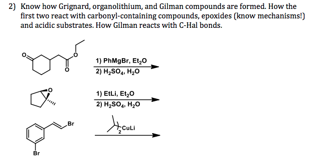 Solved 2) know how Grignard, organolithium, and Gilman | Chegg.com