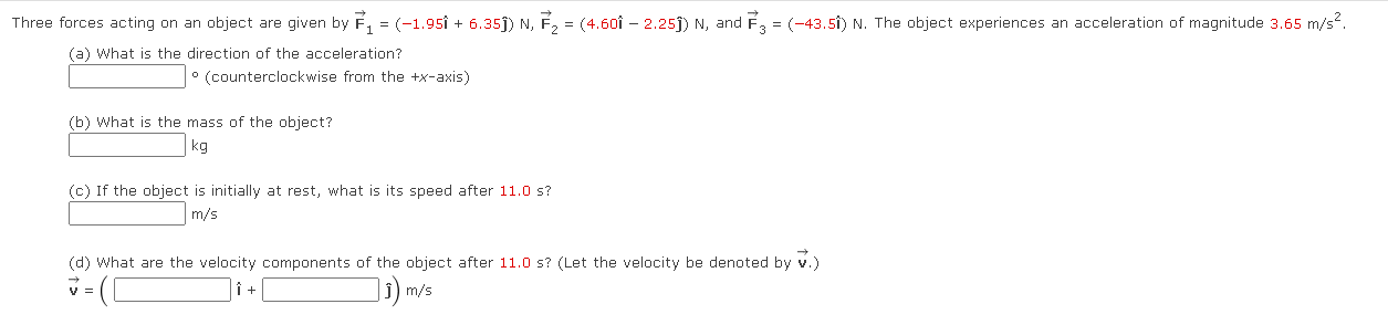 Solved Three Forces Acting On An Object Are Given By