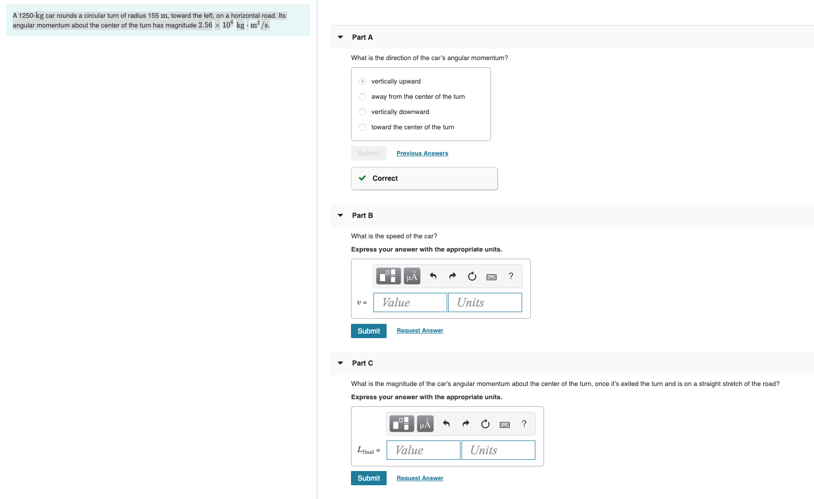 Solved A 1250-kg car rounds a circular turn of radius 155 m, | Chegg.com