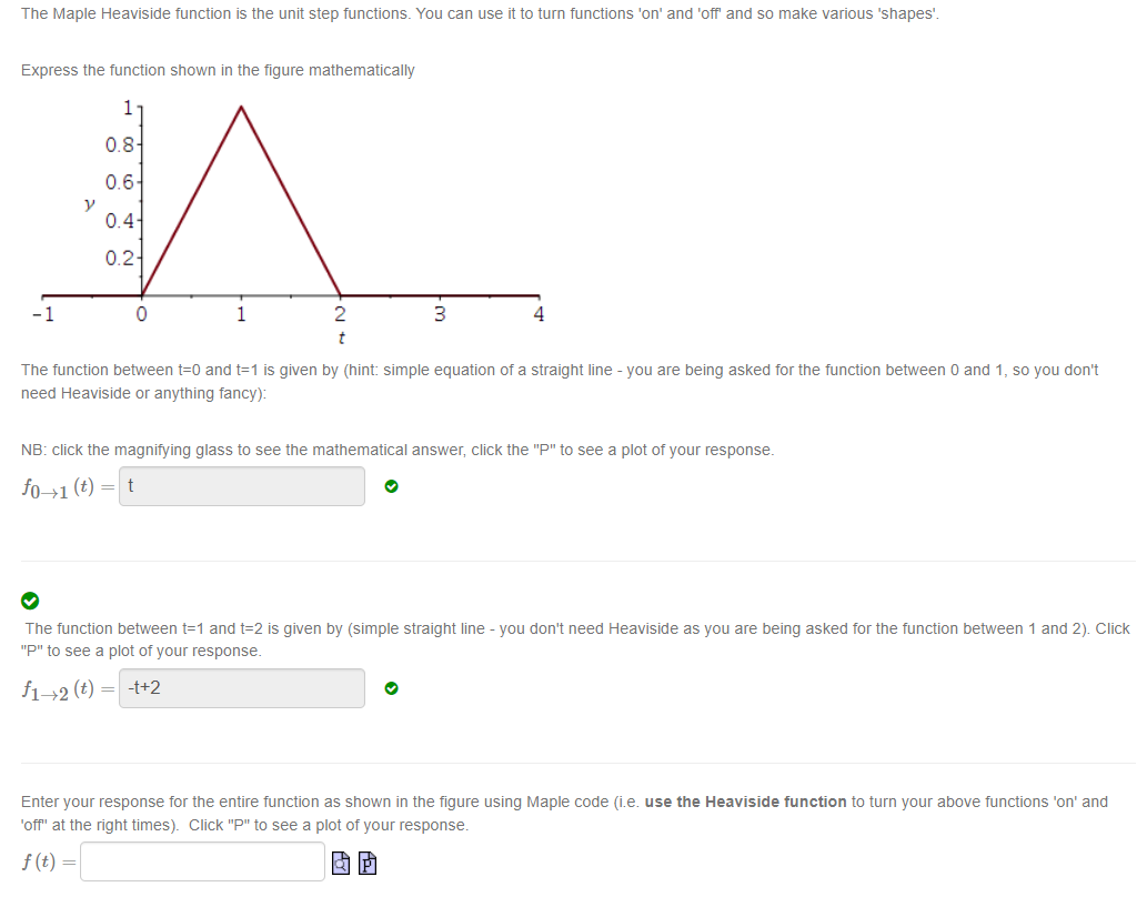 Solved The Maple Heaviside function is the unit step | Chegg.com