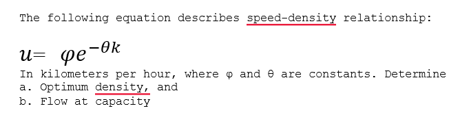 Solved The following equation describes speed-density | Chegg.com