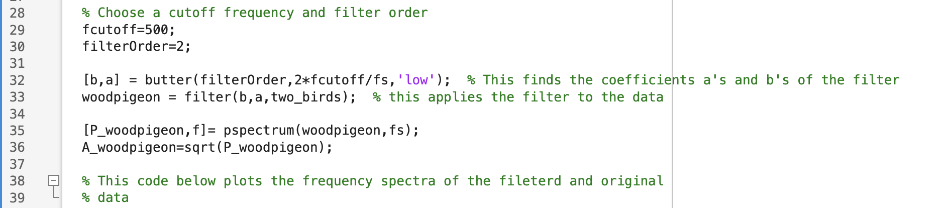 Solved Hi! This is code on MATLAB for a low pass filter... I | Chegg.com