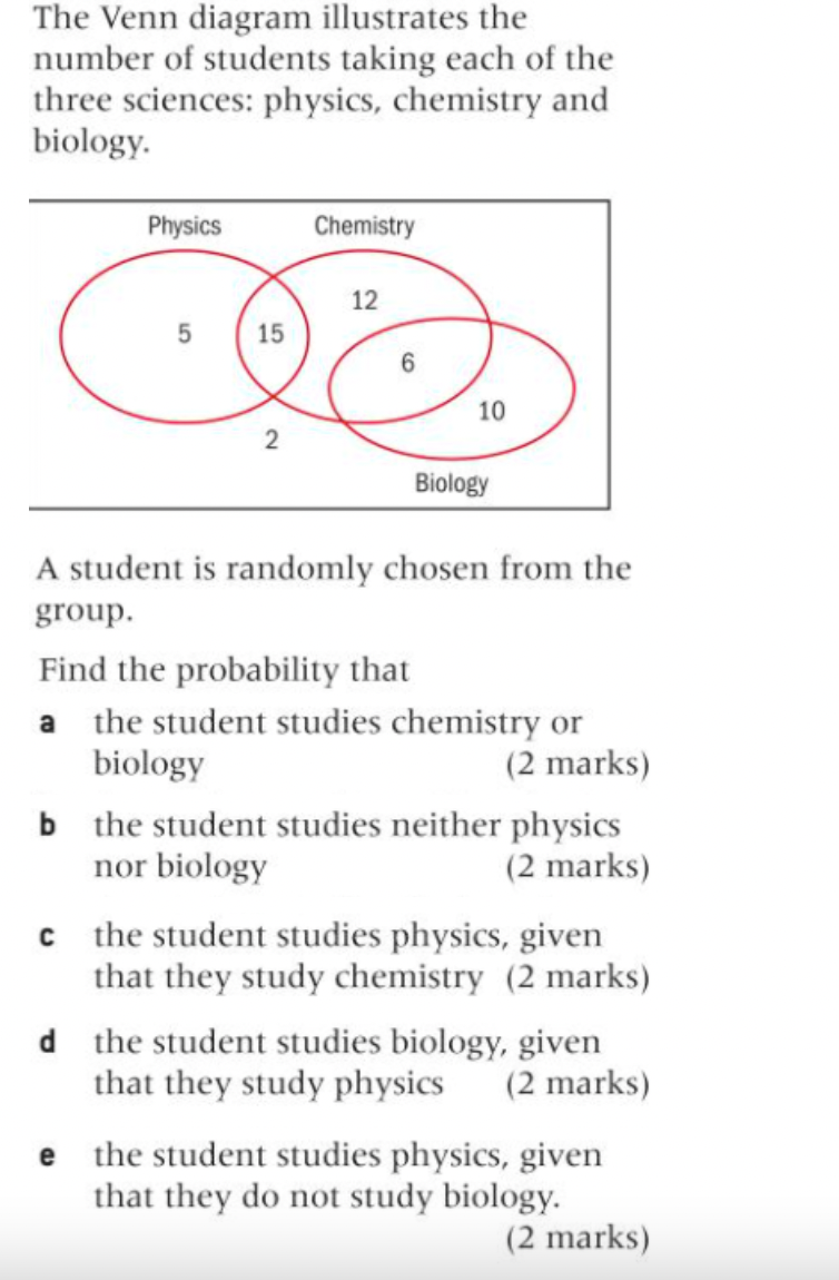 Solved The Venn diagram illustrates the number of students | Chegg.com