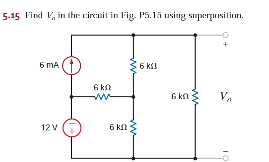 Solved 5.15 Find Vo in the circuit in Fig. P5.15 using | Chegg.com