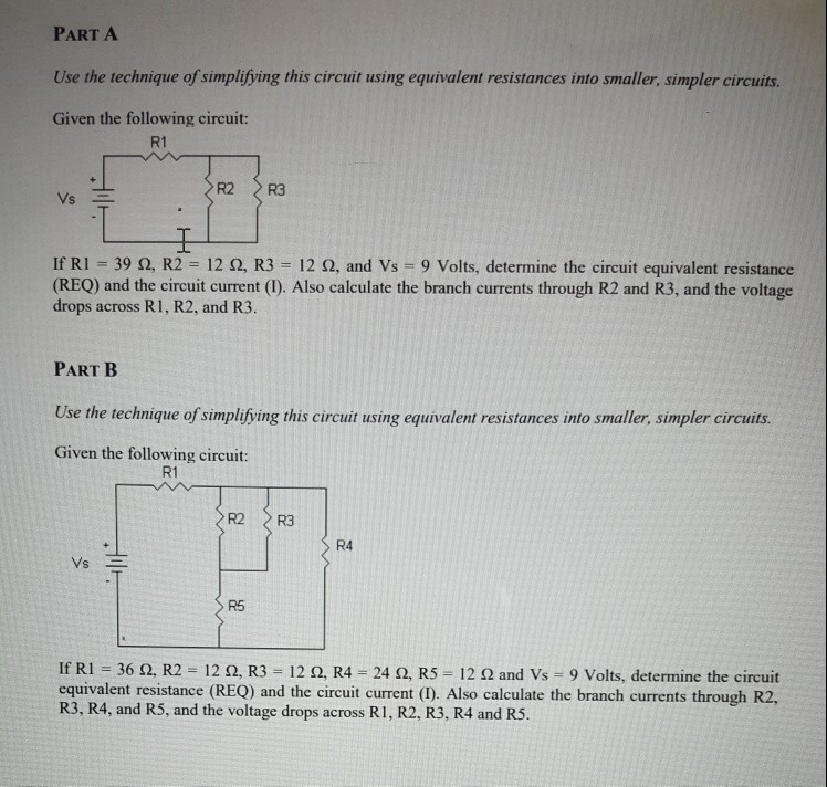 Solved PART A Use the technique o simplifying his circat | Chegg.com