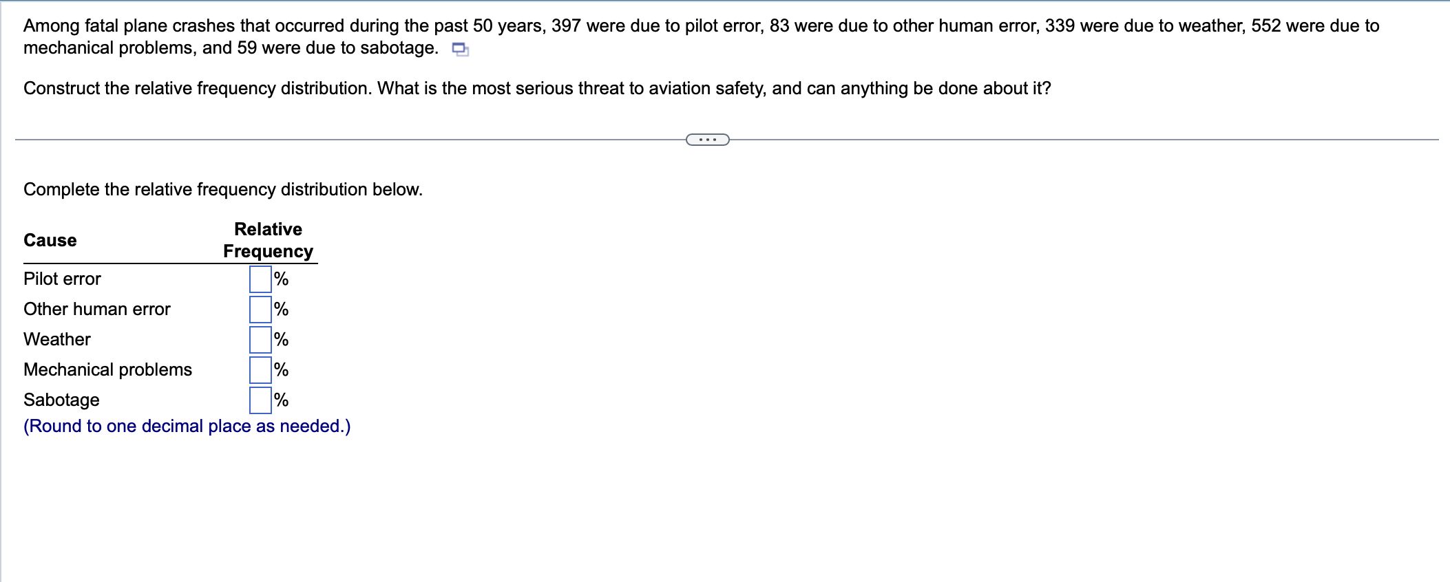 Solved Among fatal plane crashes that occurred during the | Chegg.com