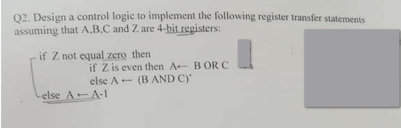 Solved Q2. Design a control logic to implement the following | Chegg.com