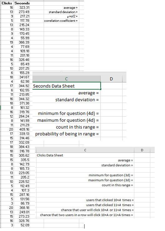Solved On the “CLICKS” DATA SHEET answer the following | Chegg.com