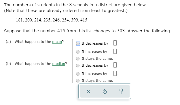 Solved The numbers of students in the 8 schools in a | Chegg.com