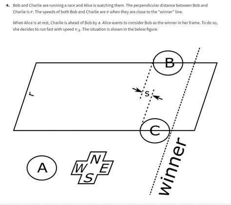 4. Bob and Chartle are running a race and Alice is | Chegg.com