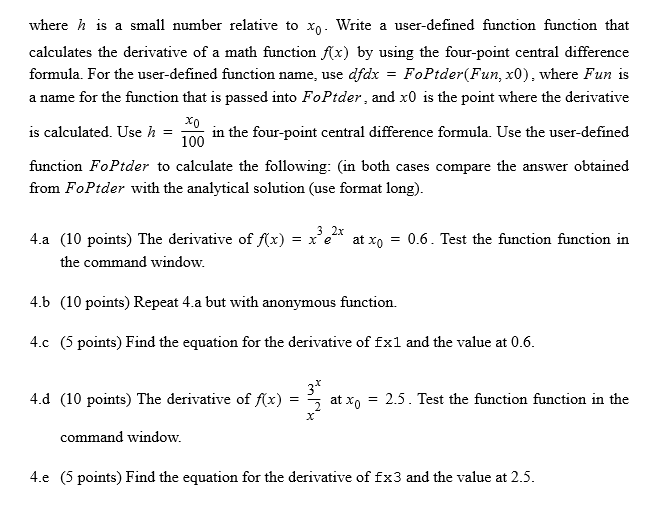 The first derivative ddx) four-point central | Chegg.com