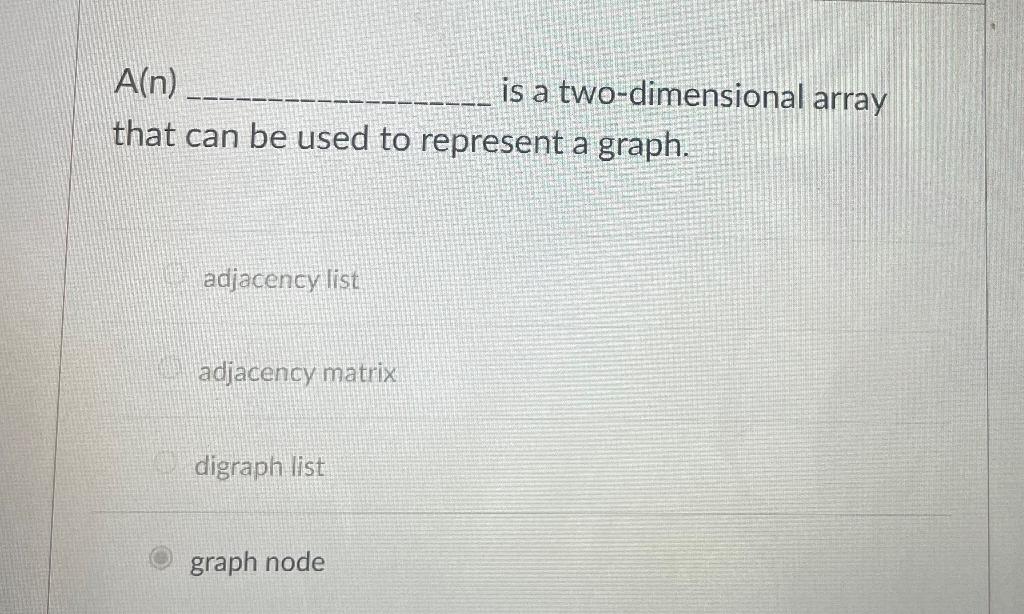 Solved A(n) is a two-dimensional array that can be used to | Chegg.com