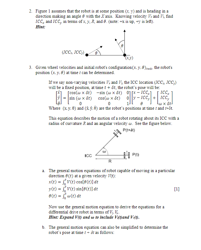 (ICC ICC d/2 Fig. 1: Kinematics of differential | Chegg.com