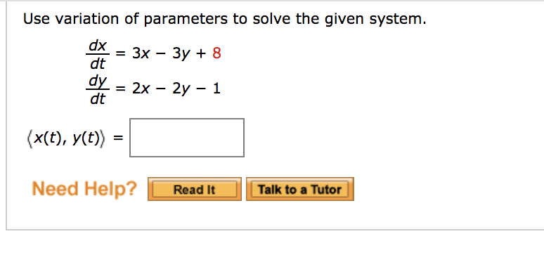 Solved Use variation of parameters to solve the given | Chegg.com