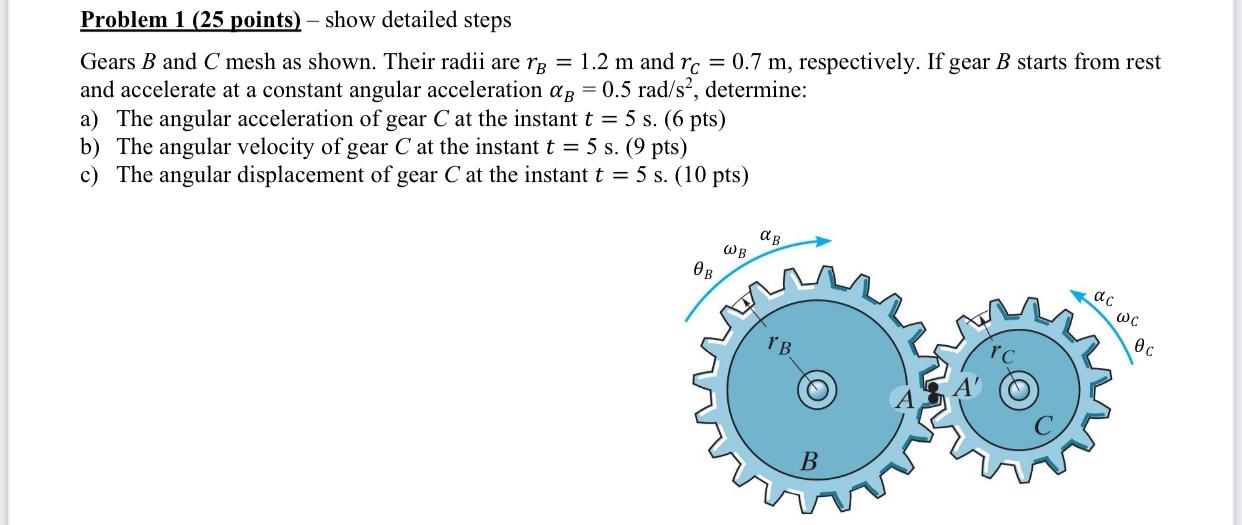 Solved Problem 1 (25 points) - show detailed steps Gears B | Chegg.com