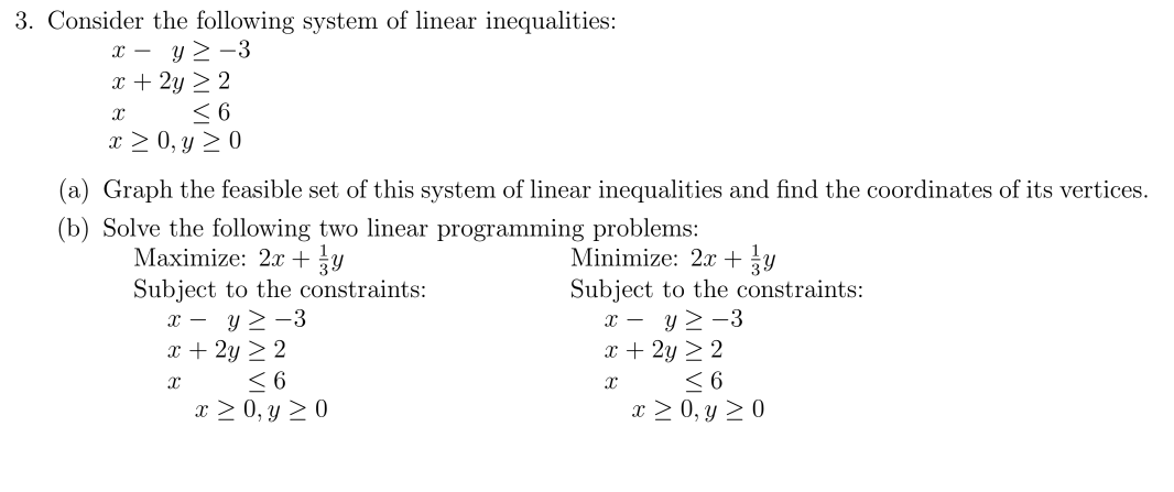 Solved 2 3. Consider the following system of linear | Chegg.com