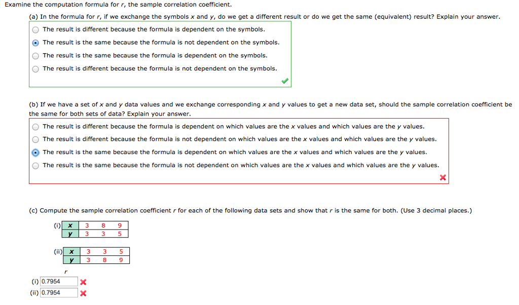 Solved Examine the computation formula for r, the sample | Chegg.com