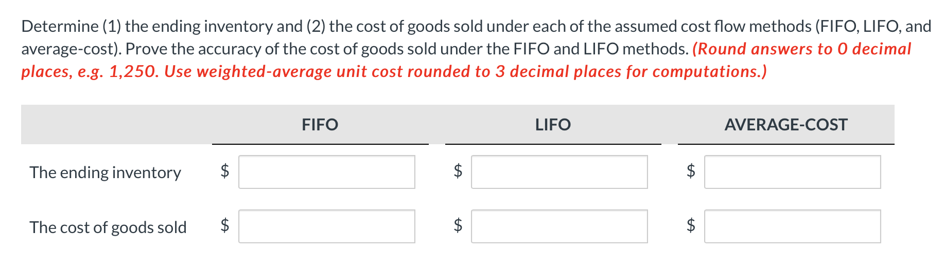 Solved Determine (1) the ending inventory and (2) the cost | Chegg.com