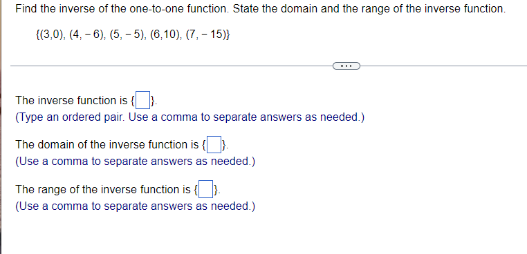 Solved Find the inverse of the one-to-one function. State | Chegg.com