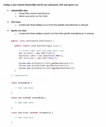 Solved Design a class named Automobile and its two | Chegg.com