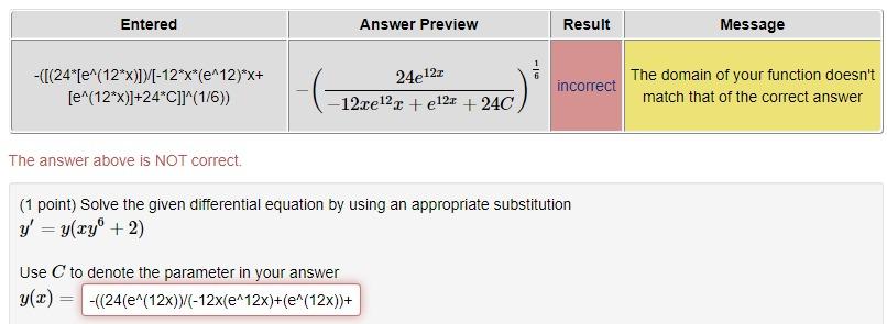 Solved The answer above is NOT correct. (1 point) Solve the | Chegg.com