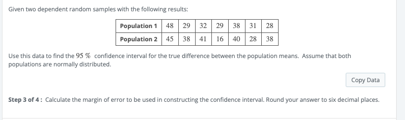 Solved Given two dependent random samples with the following | Chegg.com