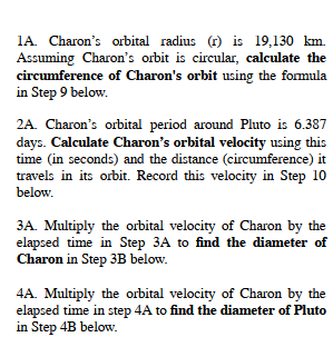 Solved 1A. Charon’s orbital radius (r) is 19,130 km. | Chegg.com