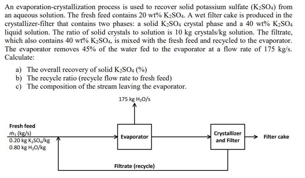Solved An evaporation-crystallization process is used to | Chegg.com