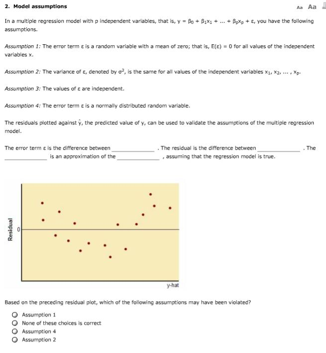 Solved 2. Model assumptions Aa Aa In a multiple regression | Chegg.com