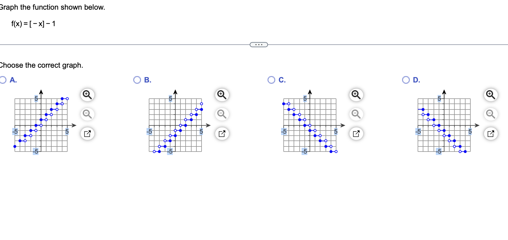 Solved Graph The Function Shown Below F X [−x]−1 Choose